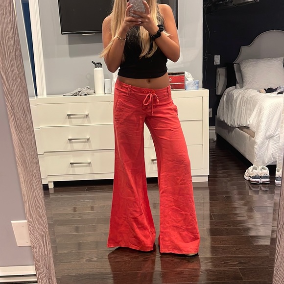 Pants & Jumpsuits | Red Linen Pants | Poshmark
